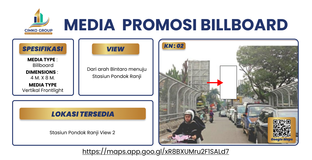 Bilboard Stasiun Pondok Ranji View 2 | 4M. X 8M. Vertikal. - CIMKO GROUP